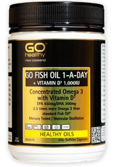Go Fish Oil 1-a-Day + Vitamin D 1000IU Capsules 200 - Health Chemist NZ ...