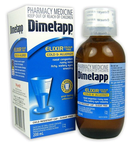 Dimetapp Cold & Allergy Colour Free Elixir 200ml - Health Chemist NZ ...